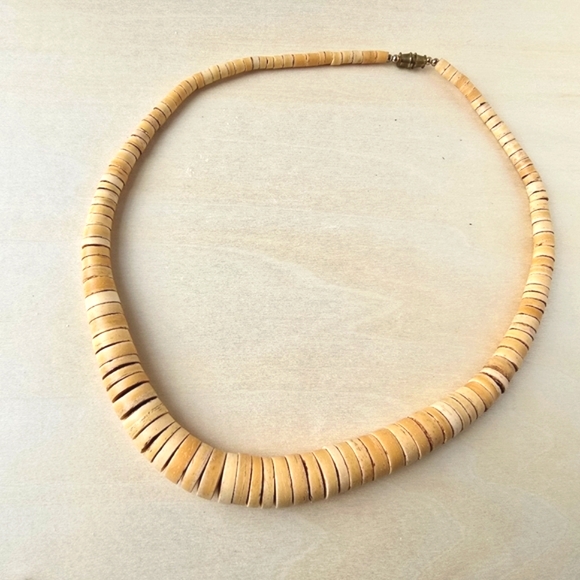 Jewelry | Vintage Wood Slices Graduated 18 Inch Barrel Closure Necklace ...